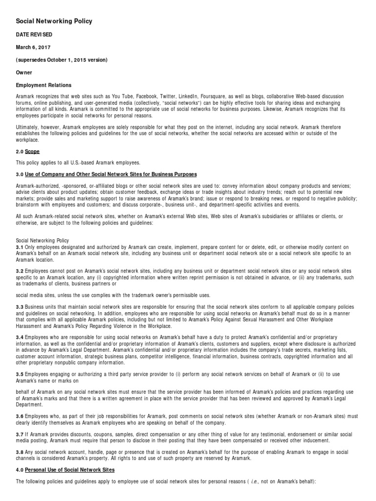 Social Networking Policy | PDF | Social Media | Popular Culture & Media Studies