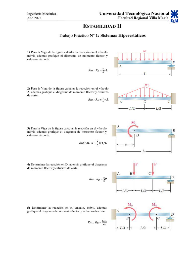 Guía TP #1 - 2023-EII | PDF | Rigidez | Viga (Estructura)
