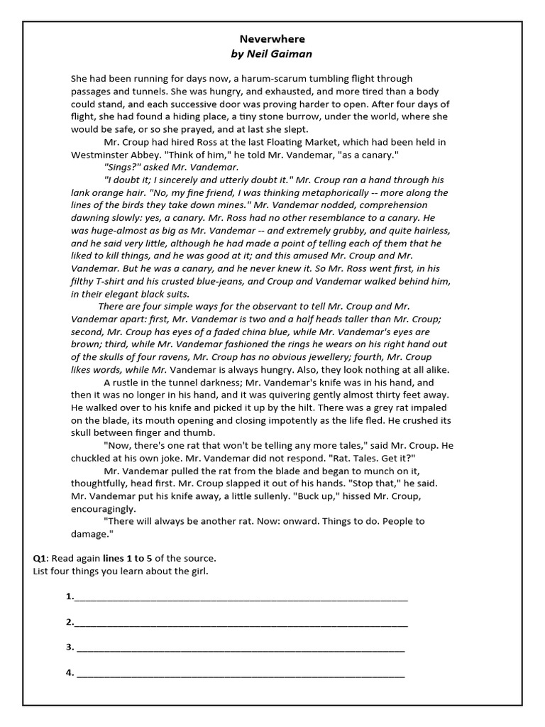 Neverwhere Language Paper 1 (Response To Hartop Paper) | PDF