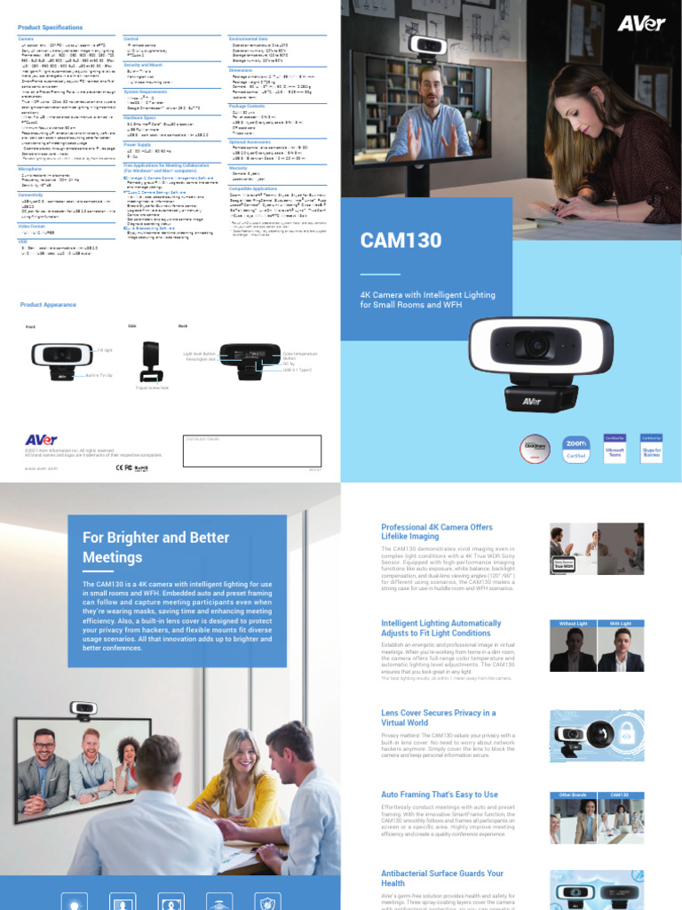 CAM130 Brochure | PDF | Usb | Camera