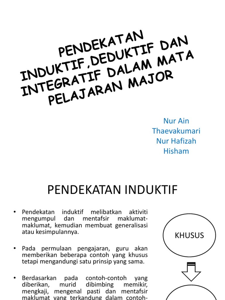 Pendekatan Induktif, Deduktif Dan Integratif Dalam Mata Pelajaran Major ...