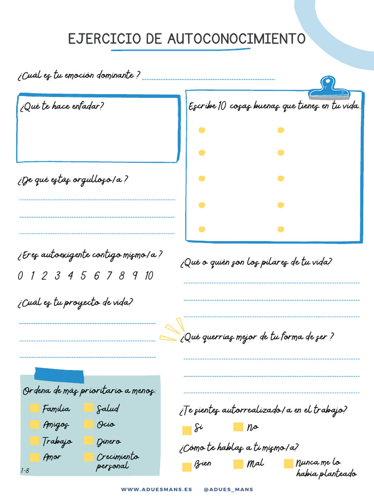 EJERCICIO DE AUTOCONOCIMIENTO PARA NIÑOS | PDF