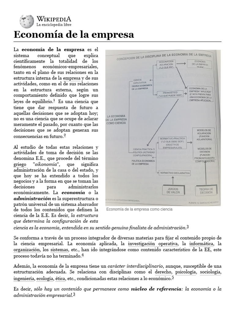 Economía de La Empresa - Wikipedia, La Enciclopedia Libre | PDF ...