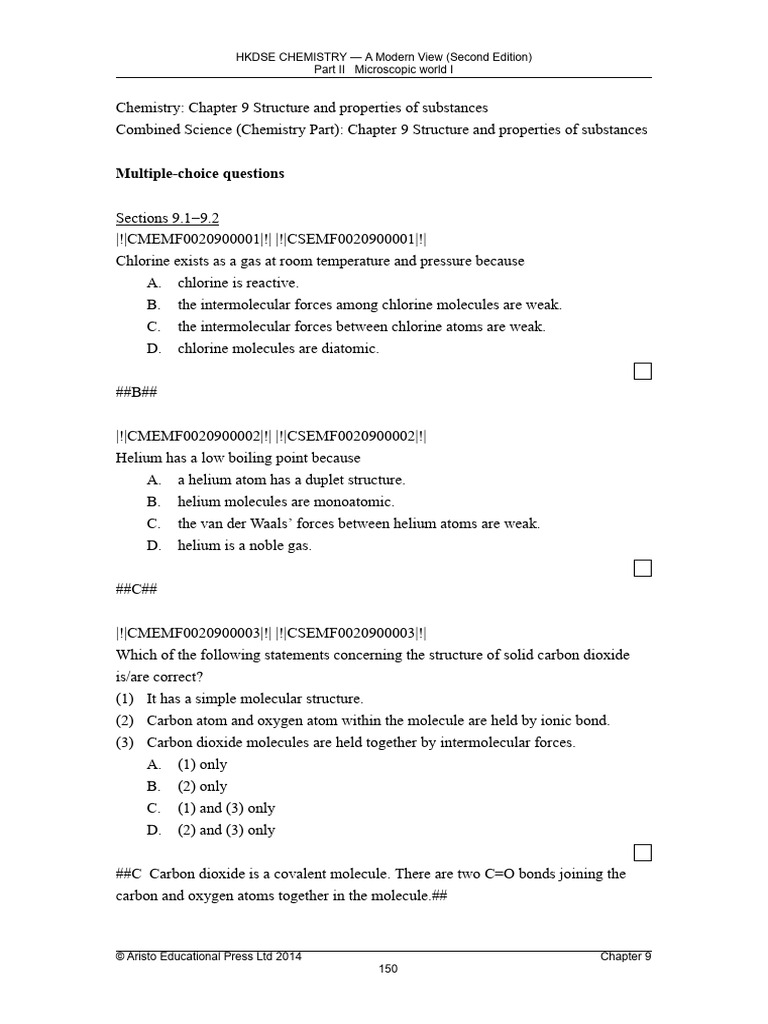 Chapter 9 Multiple-Choice Questions | PDF | Chemical Bond | Chemical Compounds