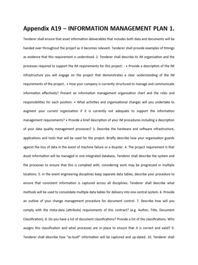 Detailed Information Management Plan | PDF | Systems Engineering ...