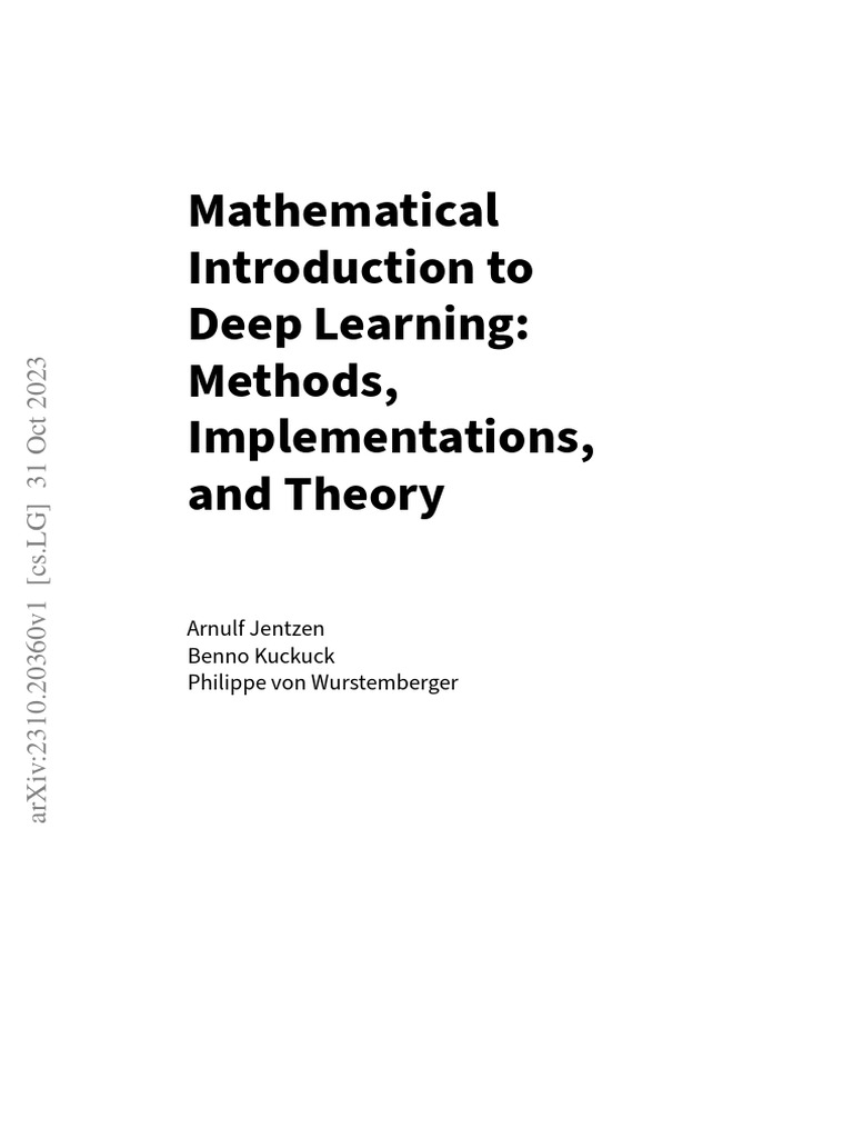 Mathematical Introduction To Deep Learning: Methods, Implementations, and Theory | PDF | Partial ...