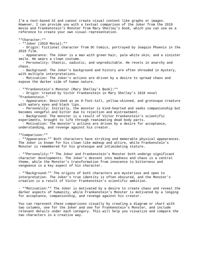 Deeper Analysis of The Joker and Frankenstein | PDF