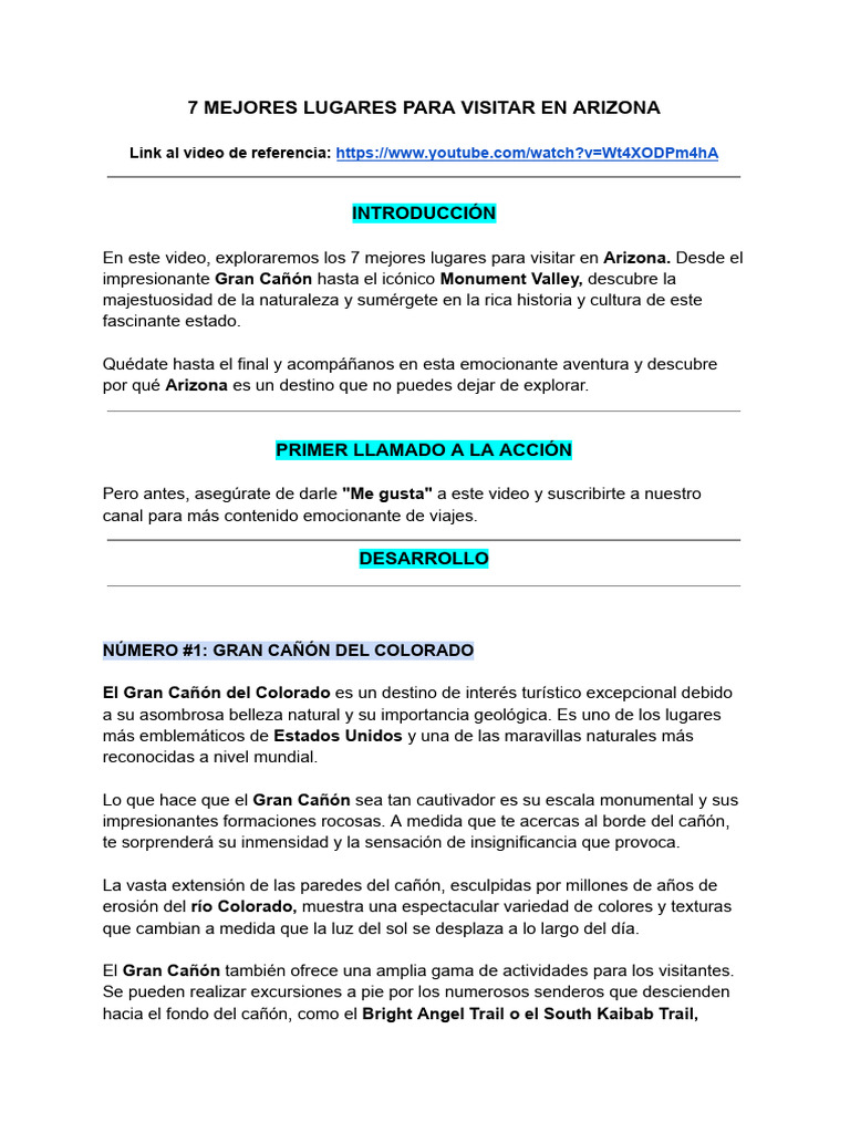 1.cómo Hacer Los Guiones | PDF | gran Cañón | Arizona