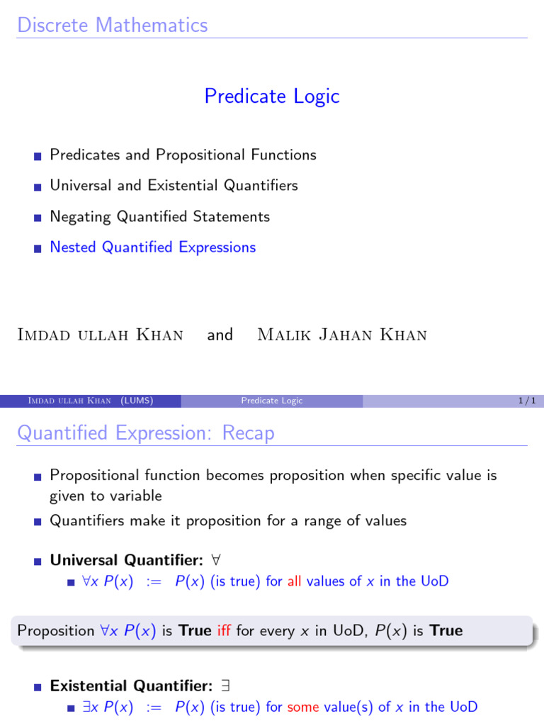 CS210 Slides 03 04 Nested Quantifiers | PDF | Theoretical Computer Science | Mathematics