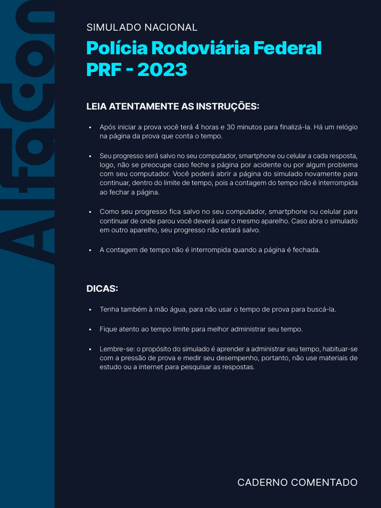 Simulado Nacional PRF - Caderno Comentado - Online | PDF | Inteligência artificial ...