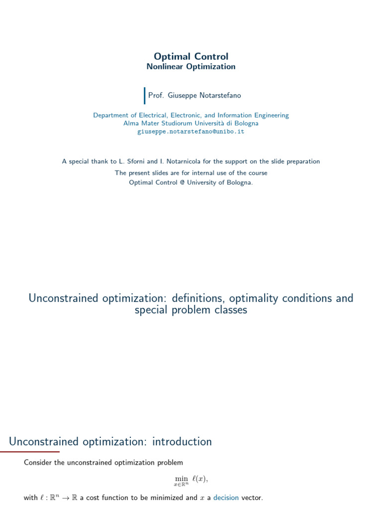 OPTCON Optimization 2023 10 11 | PDF | Mathematical Optimization | Optimal Control