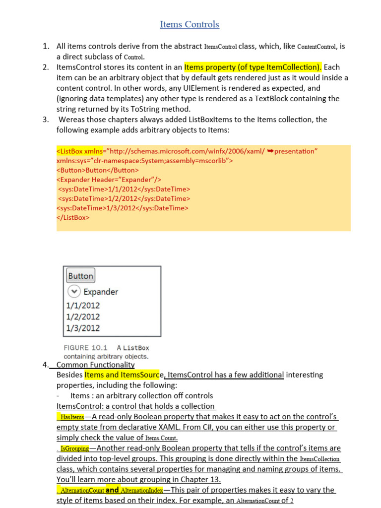 Items Controls | PDF | Data Type | C Sharp (Programming Language)