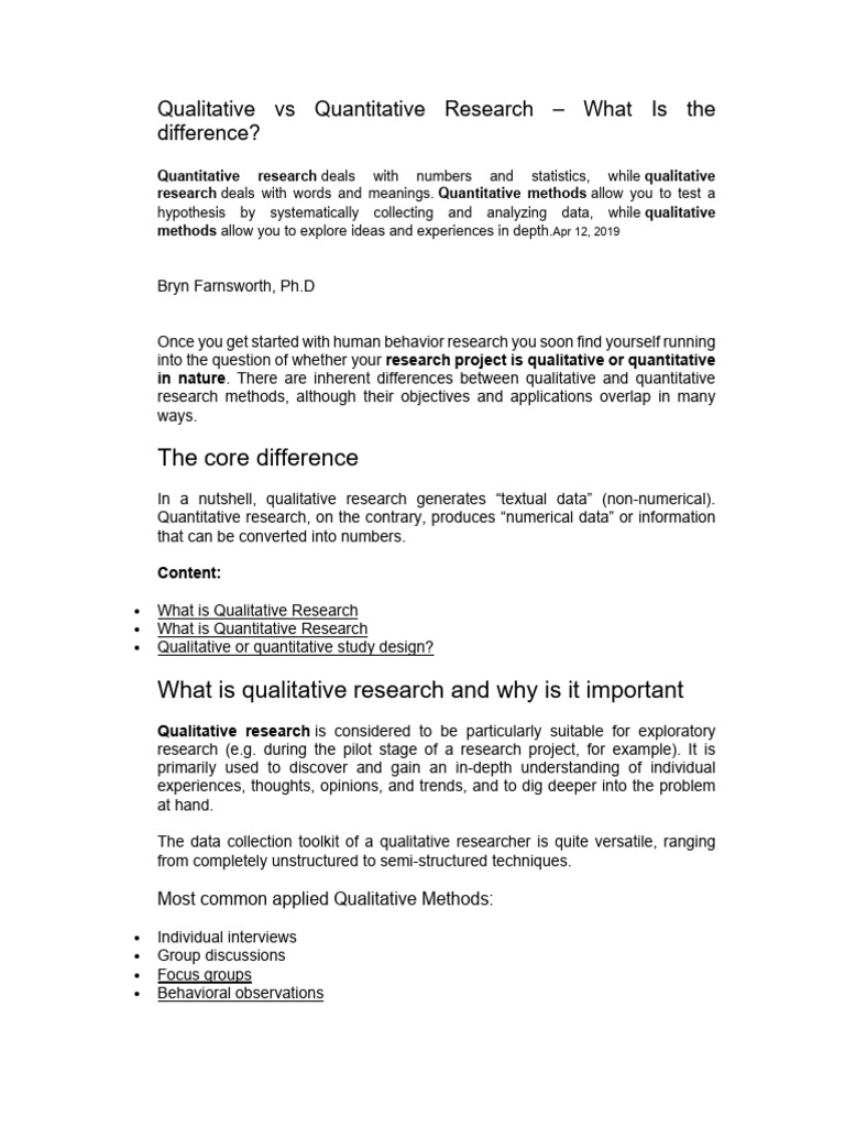Difference Bet Qualitative & Quantitative Research Methods | PDF ... Difference Bet Qualitative & Quantitative Research Methods | PDF ...