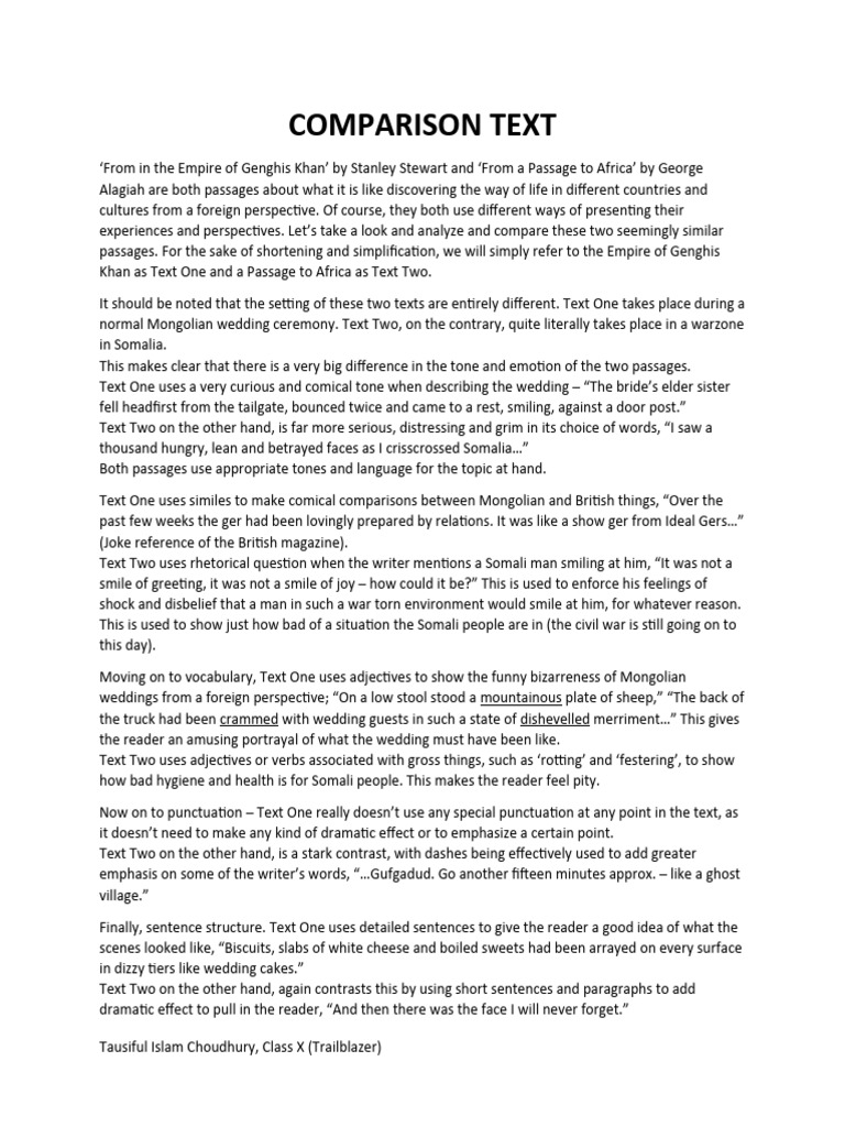 24.8.21 COMPARISON TEXT Tausiful Islam Choudhury Class X Trailblazer ...
