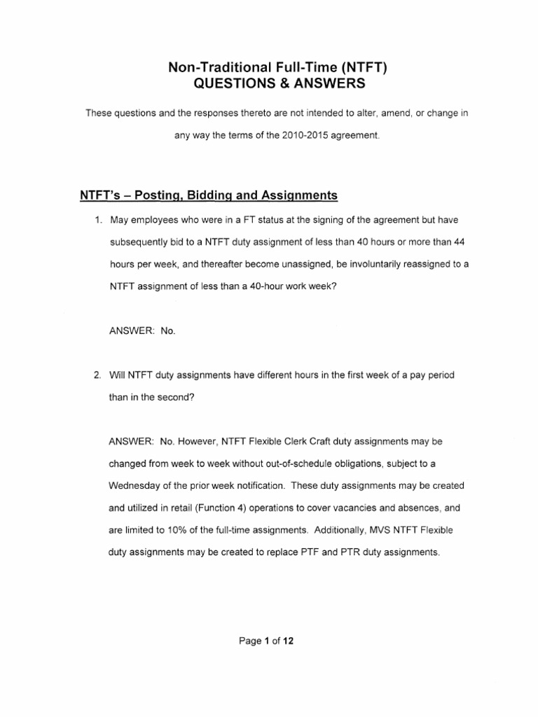NTFT Q&a | PDF | Overtime | Sick Leave