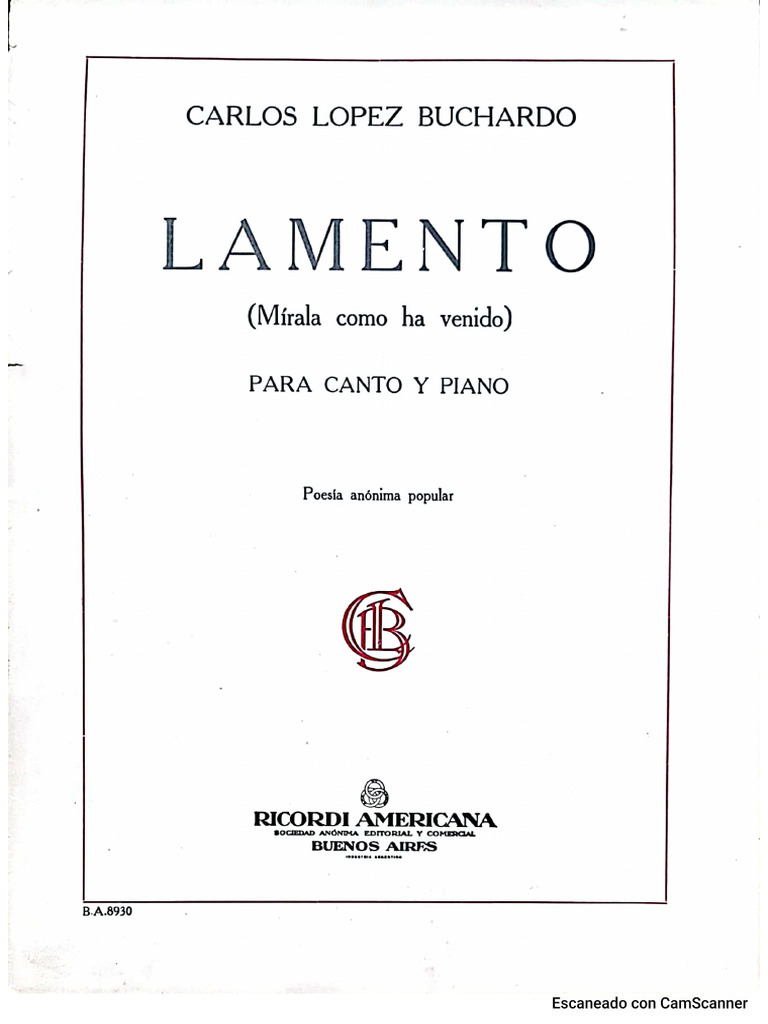 Lamento - C López Buchardo | PDF