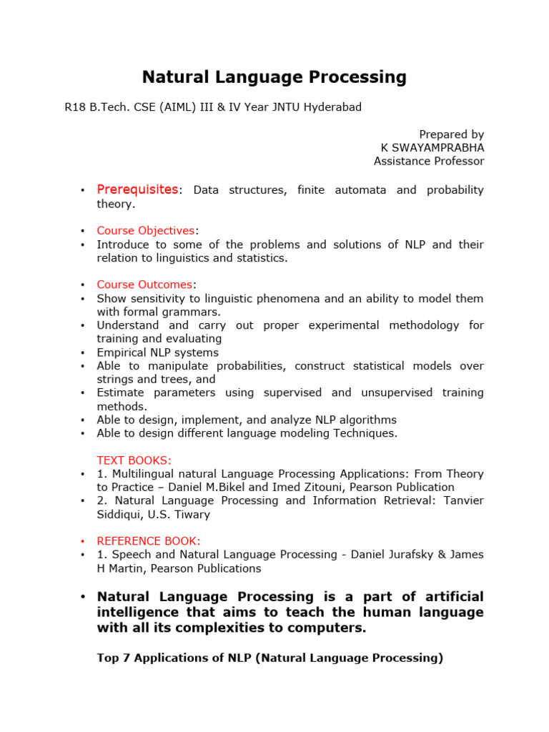 NLP Unit I Notes-1 | PDF | Ambiguity | Machine Learning