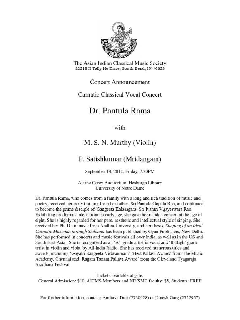 Dr. Pantula Rama Carnatic Concert | PDF