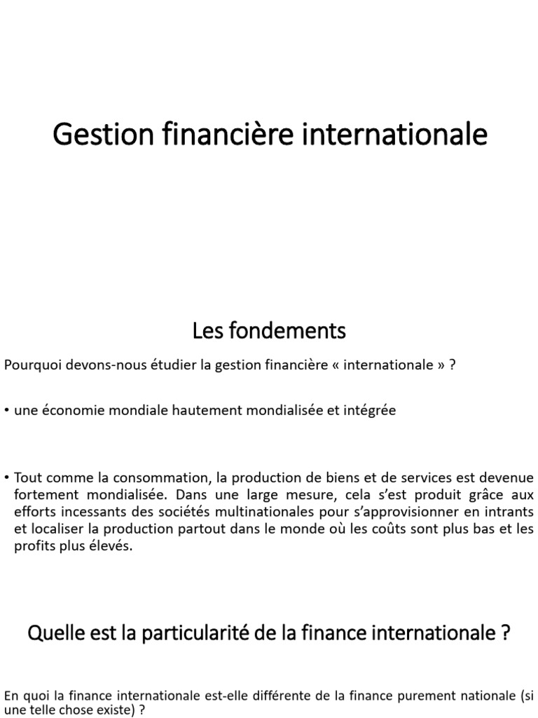 Gestion de la finance internationale | PDF | Forex | Taux de change