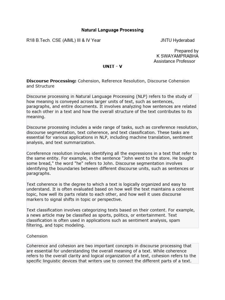 NLP Unit V Notes | PDF | Morphology (Linguistics) | Word