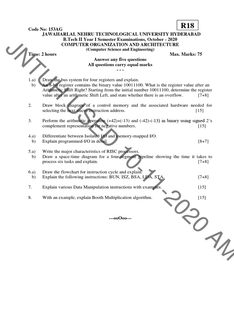 Coa Qpaper | PDF | Central Processing Unit | Computing