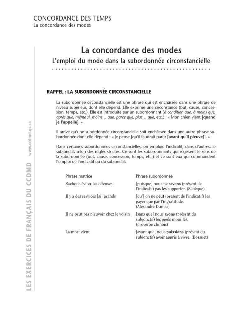 Concordance des temps en subordonnée | PDF | Clause | Phrase