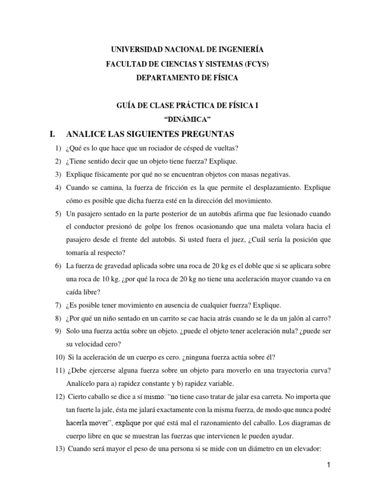 Guia de Dinamica Fisica 1 Completo | PDF | Fricción | Fuerza Guia de Dinamica Fisica 1 Completo | PDF | Fricción | Fuerza