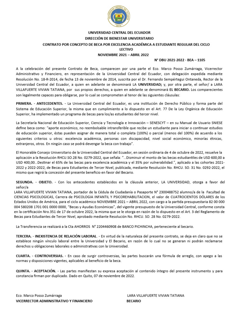 Beca por Excelencia Académica UCE 2021-2022 | PDF | Finanzas y dinero