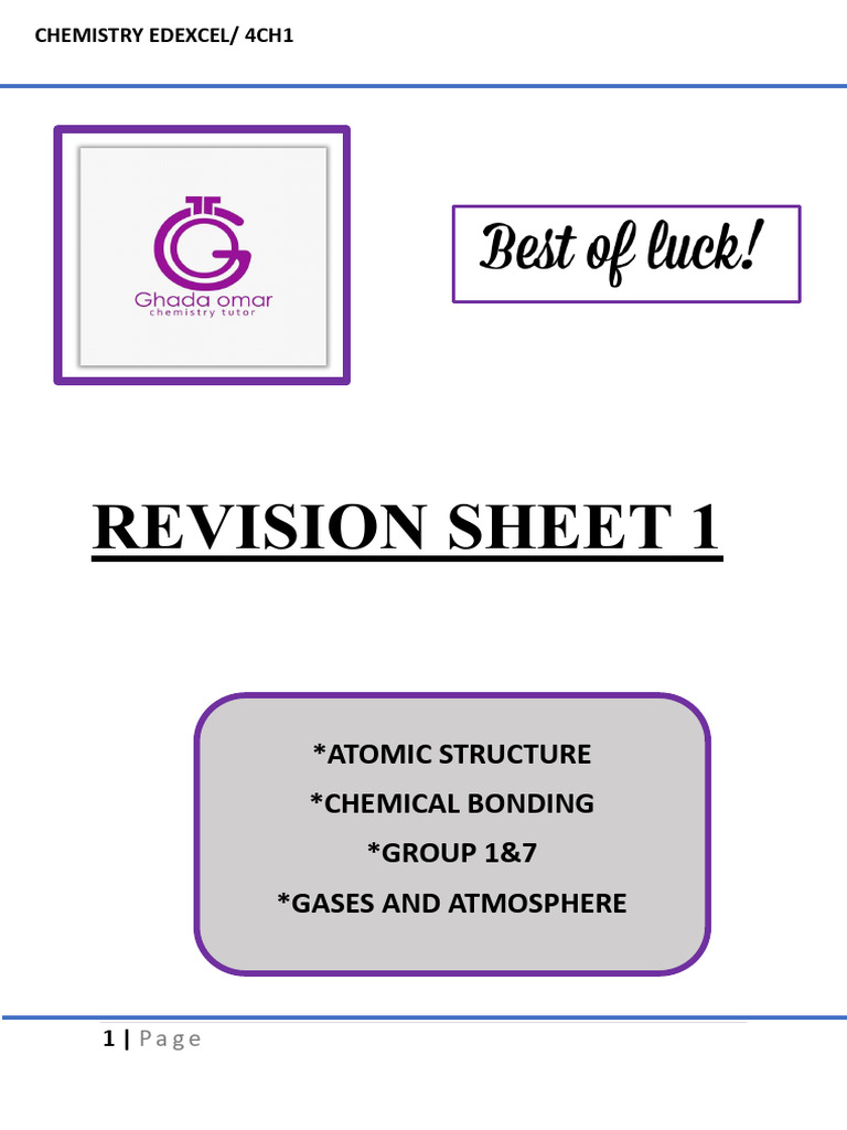 Revision Sheet 1 Edexcel | PDF