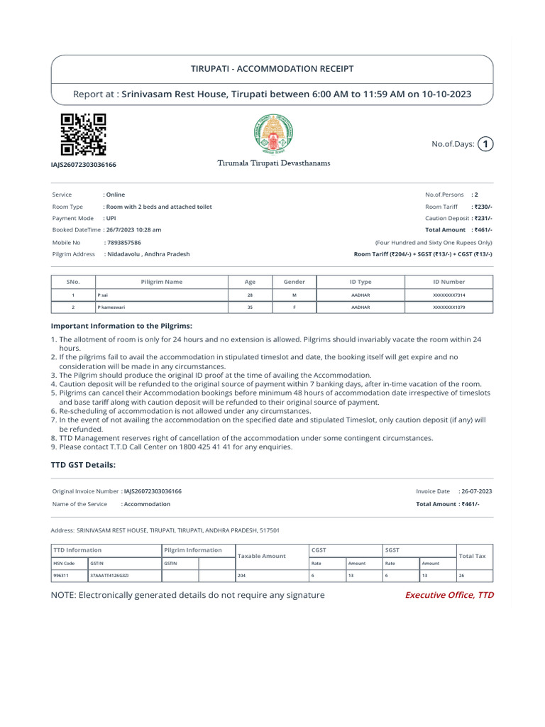 Tirumala Tirupati Devasthanams (Official Booking Portal) | PDF | Government | Taxation