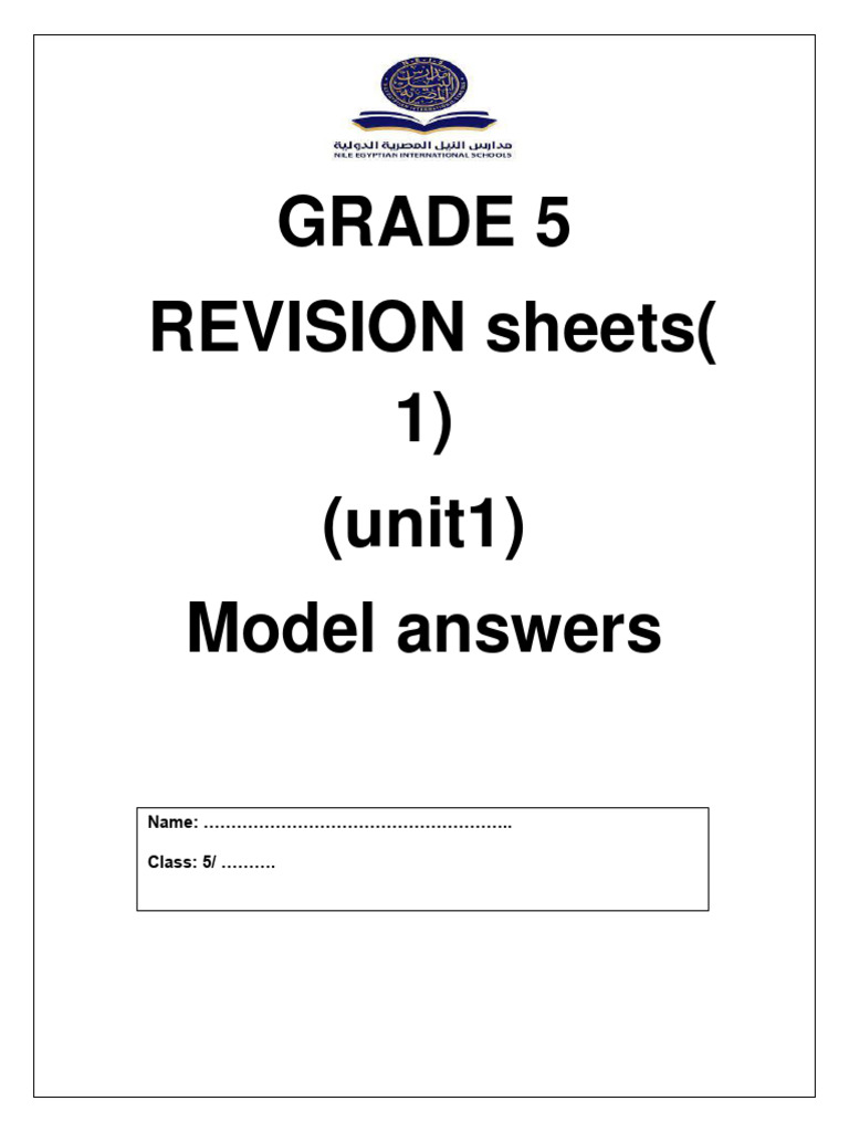 G5 - Revision Sheet (Unit 1) - Model Answers | PDF | Blood | Heart Rate