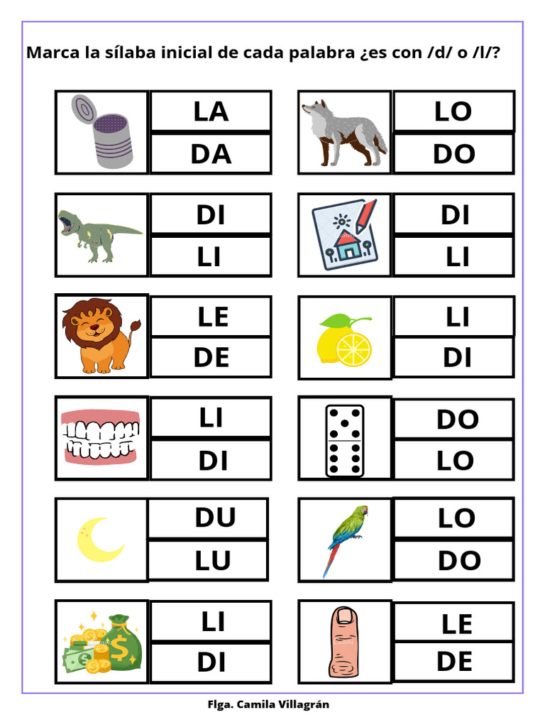 Ejercicios de Sílaba Inicial y Final | PDF