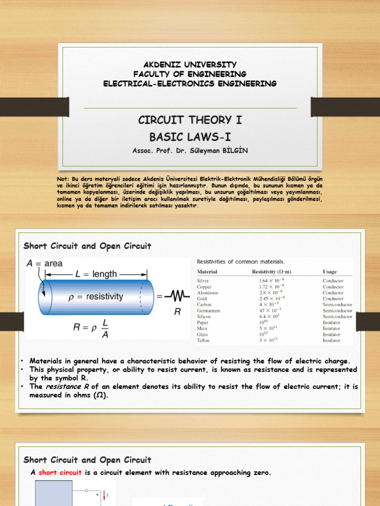 Devre Teori̇si̇ I Hafta 2 | PDF | Electrical Resistance And Conductance | Electrical Network