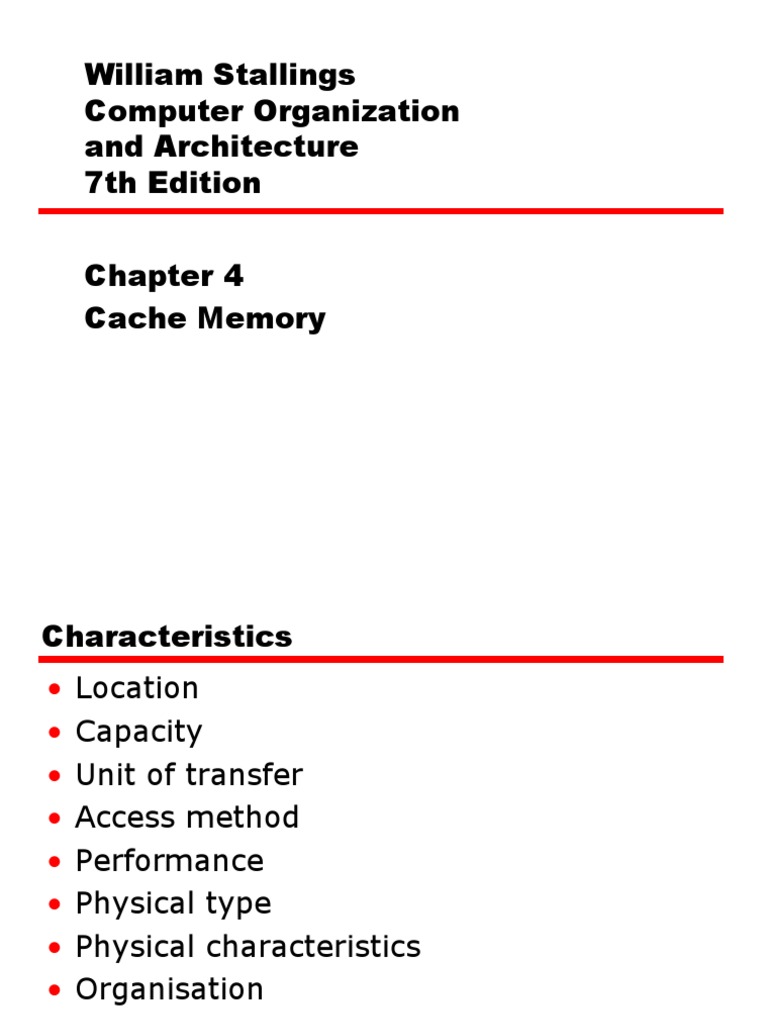 William Stallings Computer Organization and Architecture 7th Edition Cache Memory | PDF | Cpu ...
