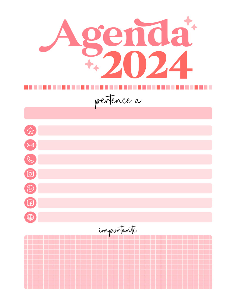 Agenda A5 1 Dia Por Página - Permanente - Cherry | PDF