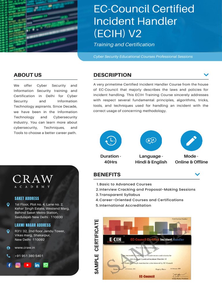 EC Council Certified Incident Handler ECIH V2 Course | PDF | Security | Computer Security