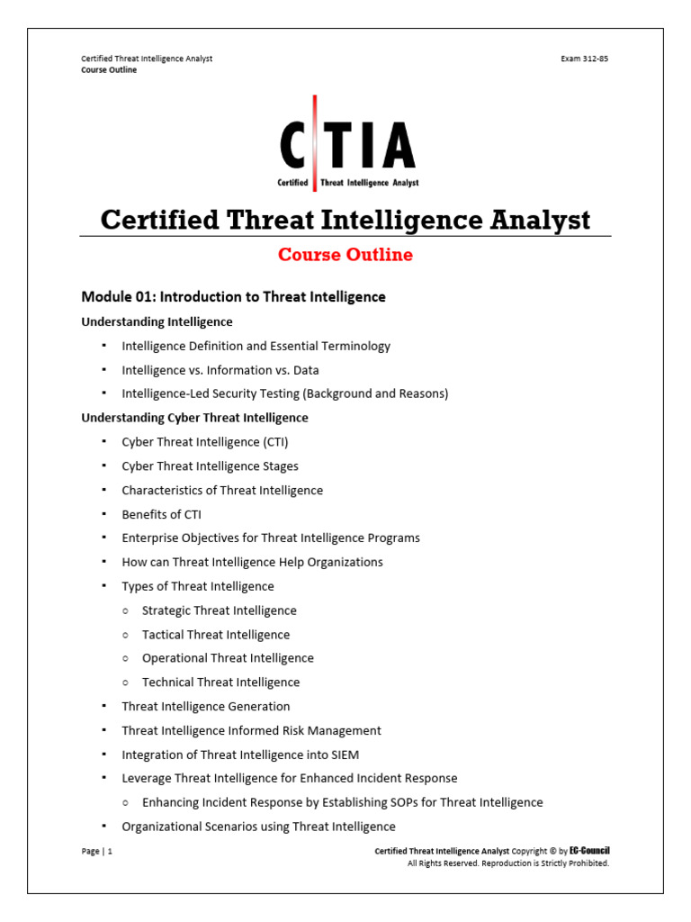 Ctia Course Outline | PDF | Security | Computer Security