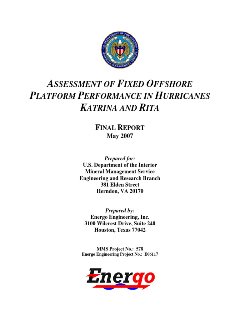 Offshore Platform Performance in Hurricanes | PDF | Hurricane Katrina ...