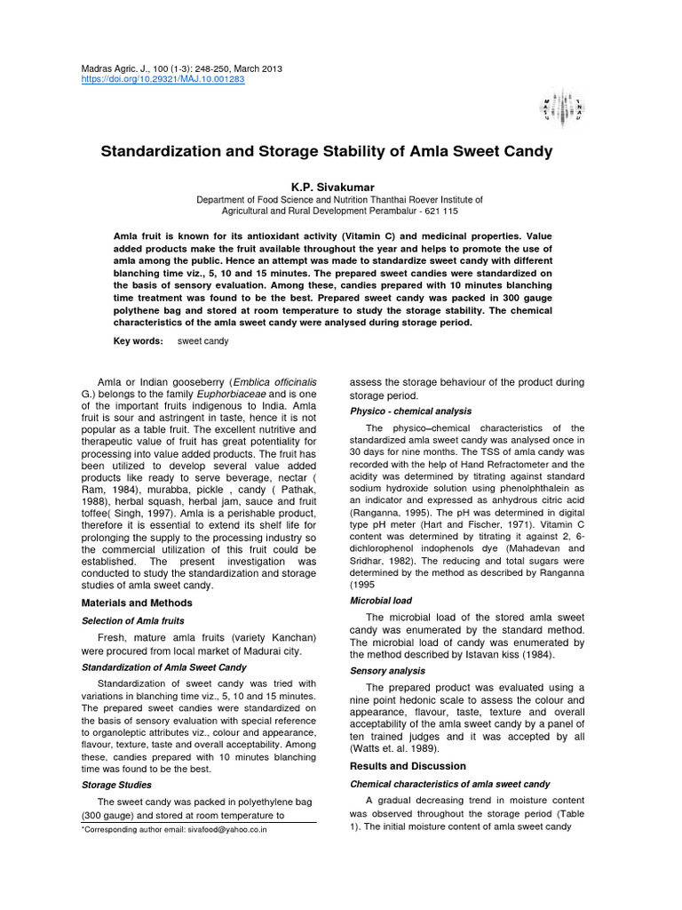 Amla Candy Research | PDF | Taste | Candy