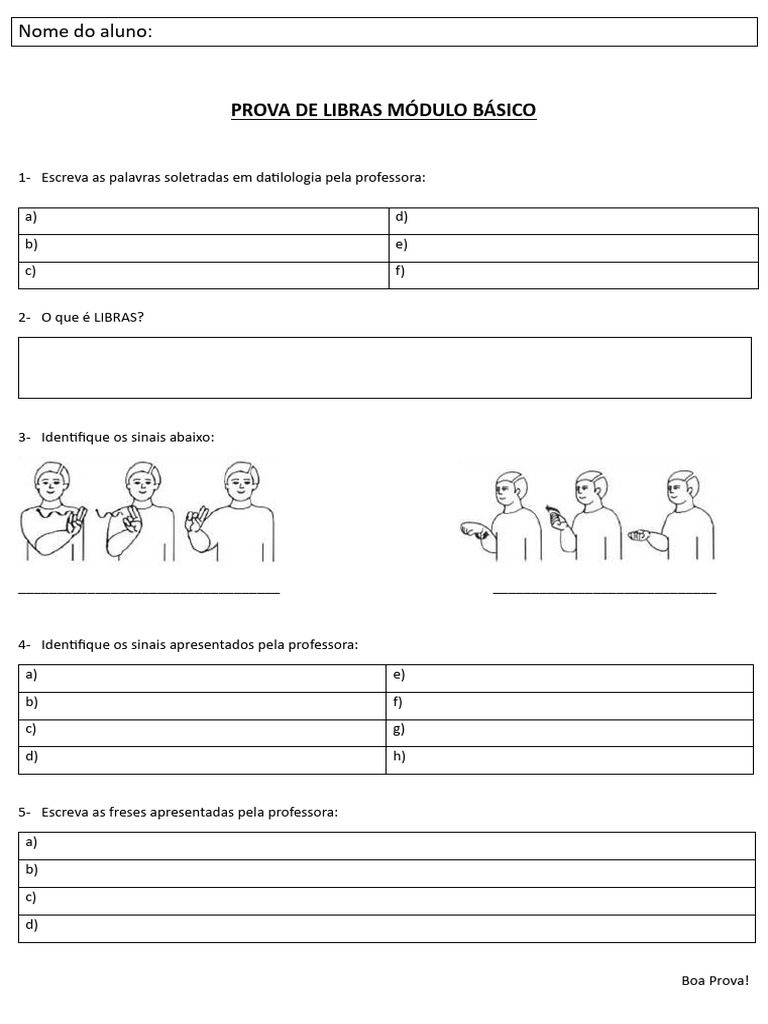 Prova Libras Básico | PDF