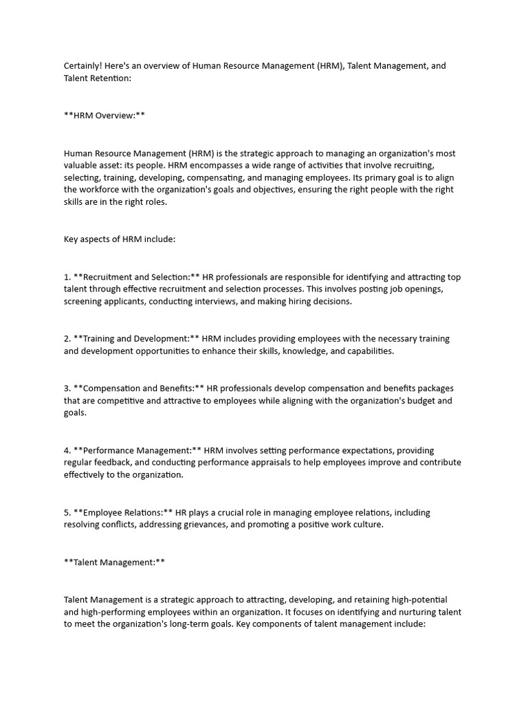 Overview | PDF | Human Resource Management | Employee Retention