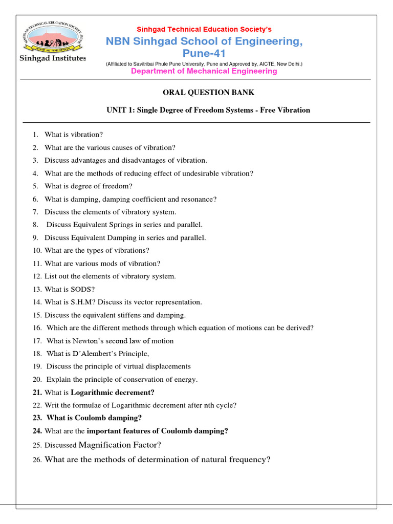 Mock Oral Question Bank - Unit1 - Dom | PDF