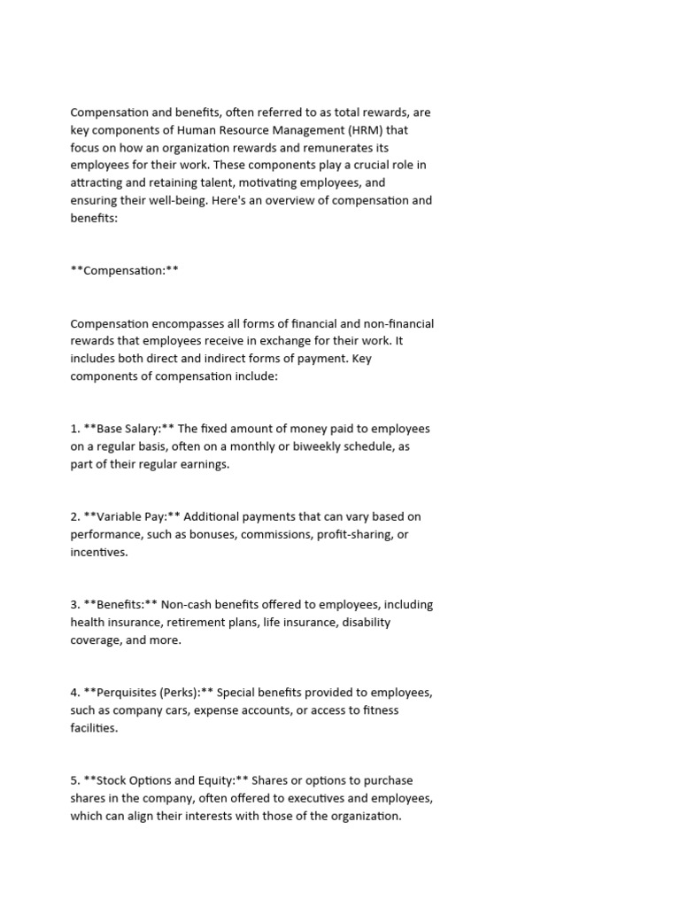 Compensation And Benefits Pdf Employee Benefits Compensation And