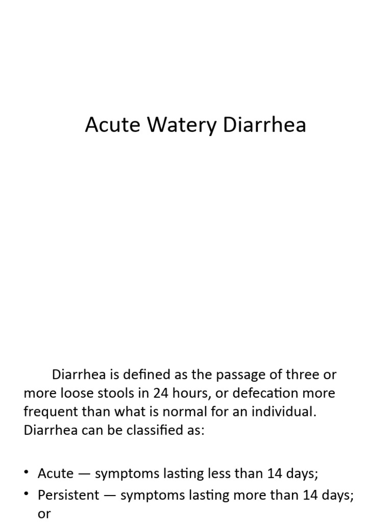 Acute Watery Diarrhea Overview | PDF | Diarrhea | Cholera