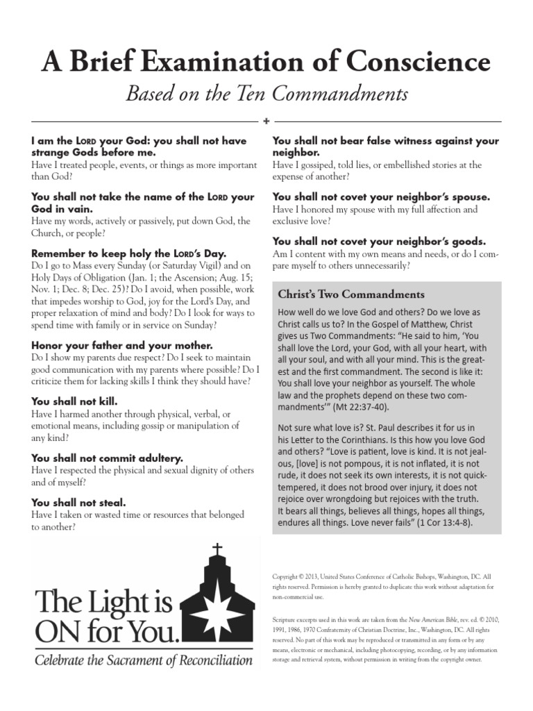Brief Examinationof Conscience | PDF | Ten Commandments | Jesus