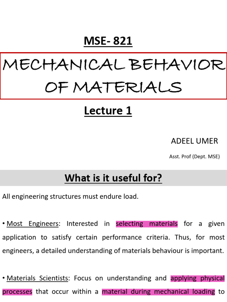 Lecture 1 | PDF | Deformation (Engineering) | Fracture Lecture 1 | PDF | Deformation (Engineering) | Fracture
