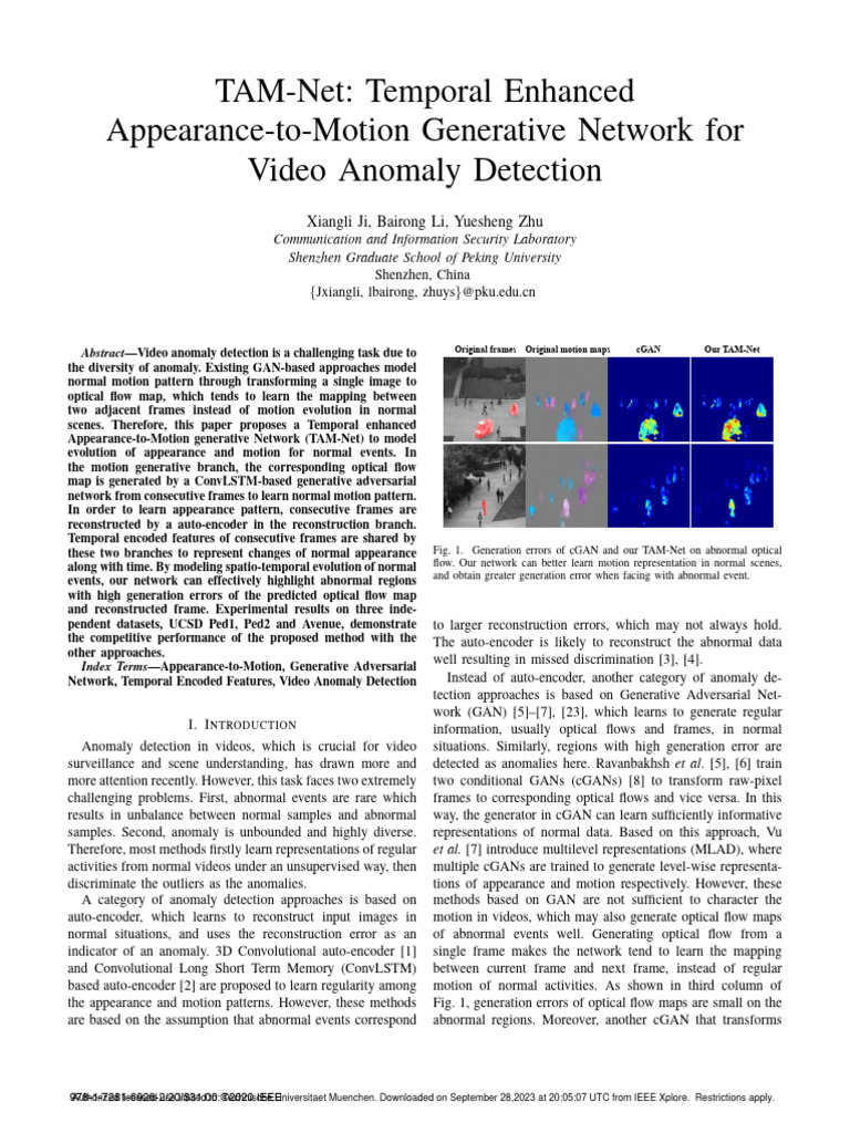 TAM-Net Temporal Enhanced Appearance-to-Motion Generative Network For Video Anomaly Detection ...