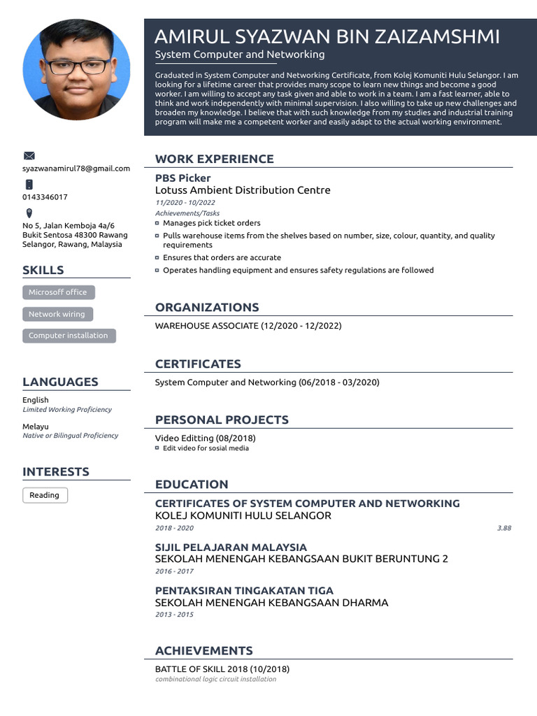 Amirul's Resume | PDF | Learning | Cognition