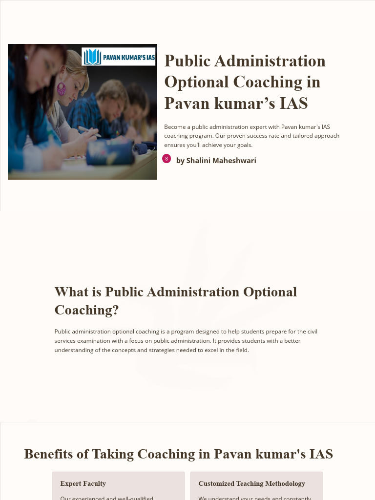 Public Admin Coaching by Pavan Kumar | PDF | Curriculum | Evaluation
