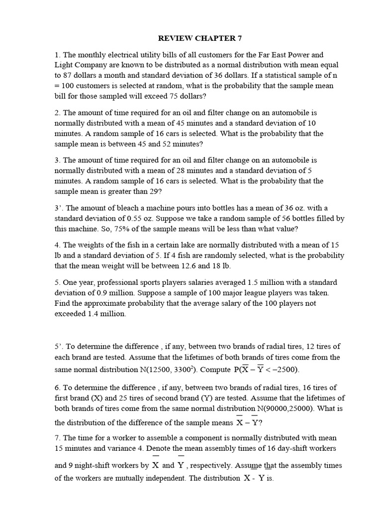 Review Chapter 7 | PDF | Standard Deviation | Mean Review Chapter 7 | PDF | Standard Deviation | Mean